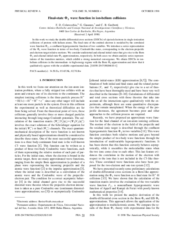 (PDF) Final-state Φ_{2} wave function in ion-helium collisions