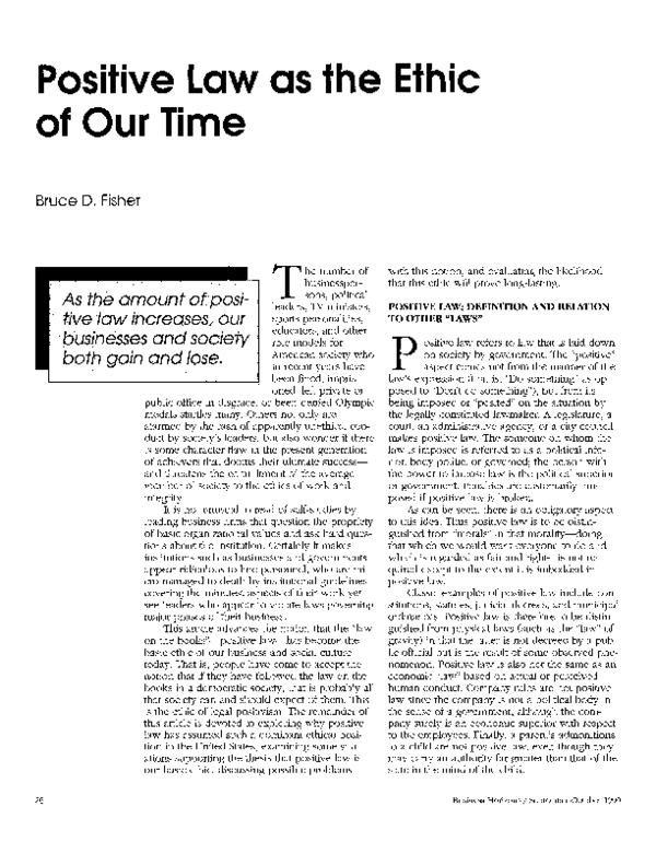 (PDF) Positive law as the ethic of our time