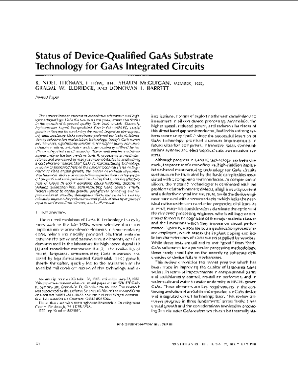 (PDF) Status of device-qualified GaAs substrate technology for GaAs ...