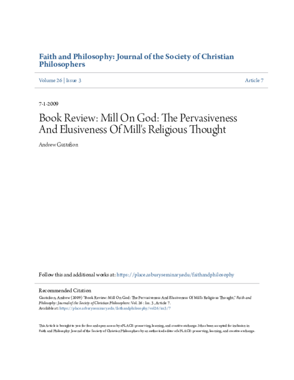 (PDF) Mill on God