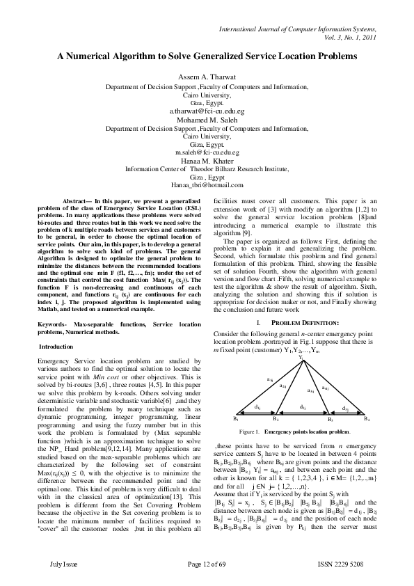 (PDF) A Numerical Method for Optimizing Service Location Problems