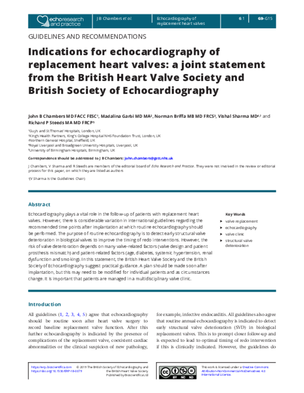 (PDF) Indications for echocardiography of replacement heart valves: a ...