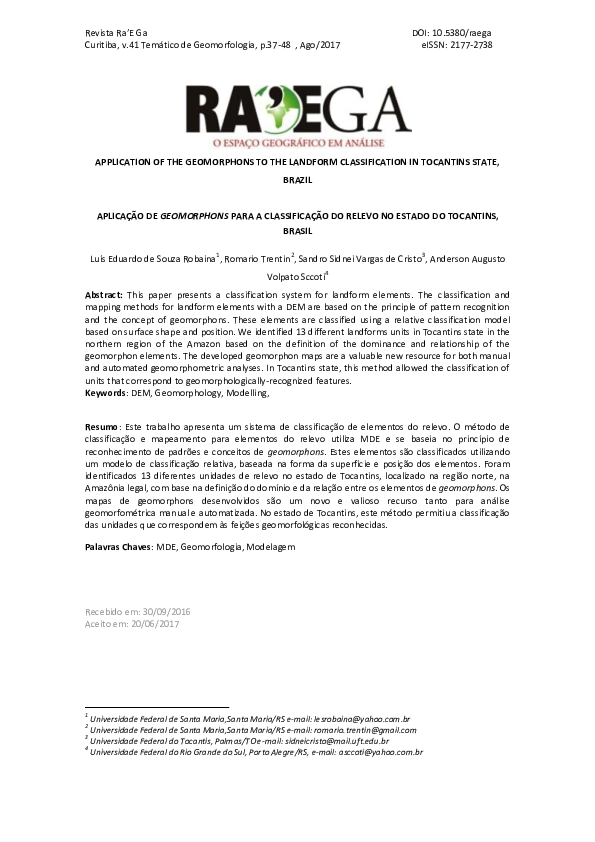 (PDF) Application of the Concept of Geomorphons to the Landform ...