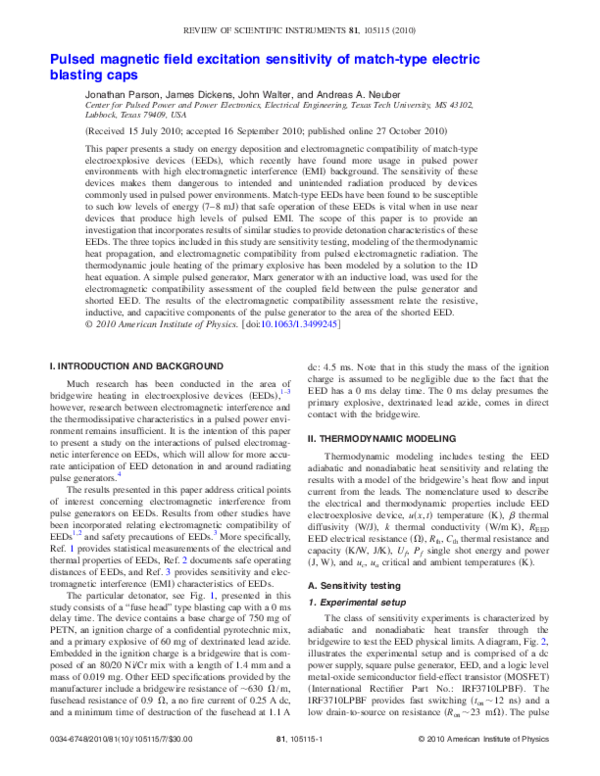 (PDF) Pulsed magnetic field excitation sensitivity of match-type ...