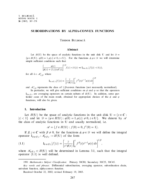 (PDF) Subordinations by alpha-convex functions