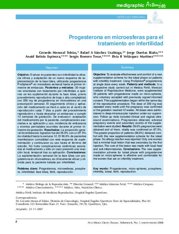 (PDF) Progesterona en microesferas para el tratamiento en infertilidad