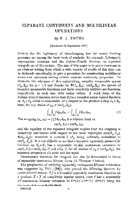 (PDF) Separate Continuity and Multilinear Operations