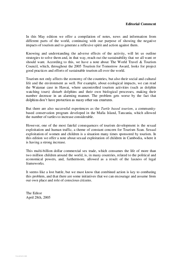 (PDF) Editorial Comment Tourism Scan Magazine