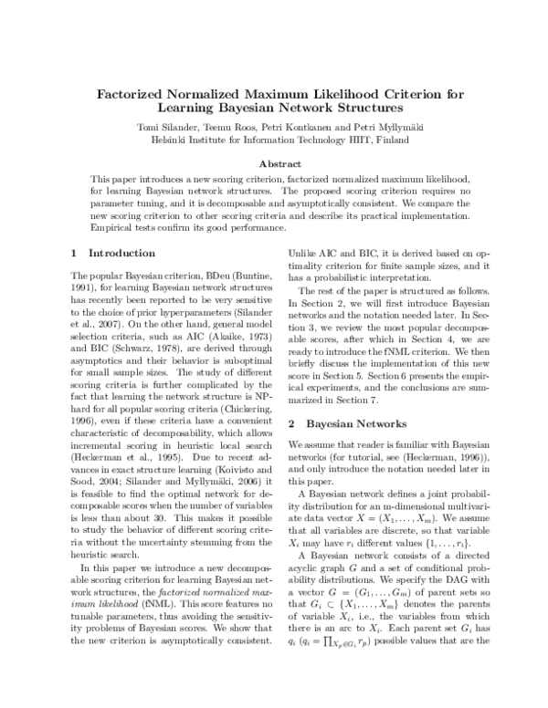 Factorized normalized maximum likelihood criterion for learning ... Factorized normalized maximum likelihood criterion for learning ...