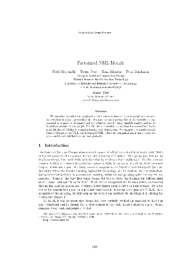 (PDF) Factorized NML models