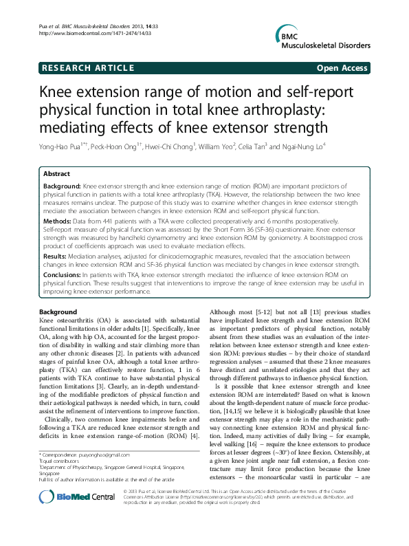 (PDF) Knee extension range of motion and self-report physical function ...