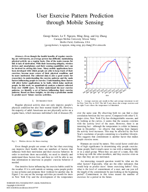 Pdf User Exercise Pattern Prediction Through Mobile Sensing