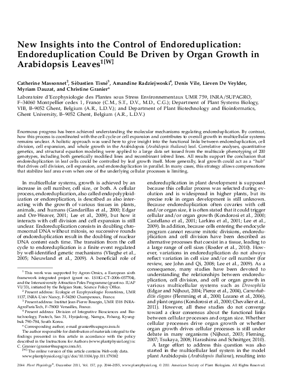 (PDF) New Insights into the Control of Endoreduplication ...