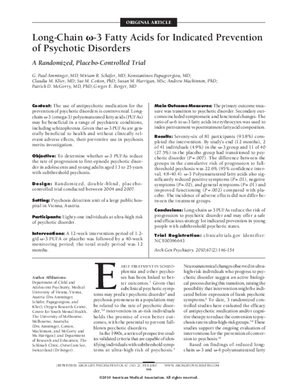 (PDF) Long-chain {omega}-3 fatty acids for indicated prevention of ...