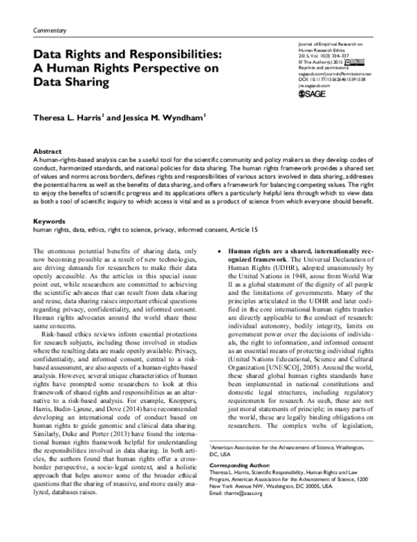 (PDF) Data Rights and Responsibilities: A Human Rights Perspective on ...