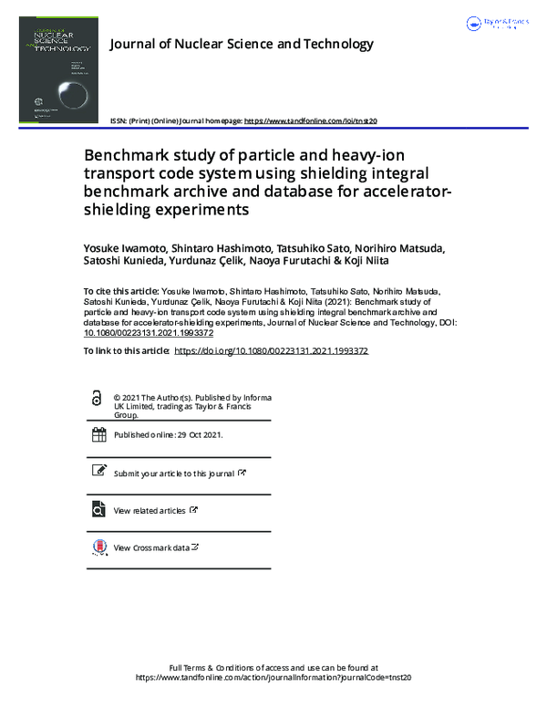 (PDF) Benchmark study of particle and heavy-ion transport code system using shielding integral ...