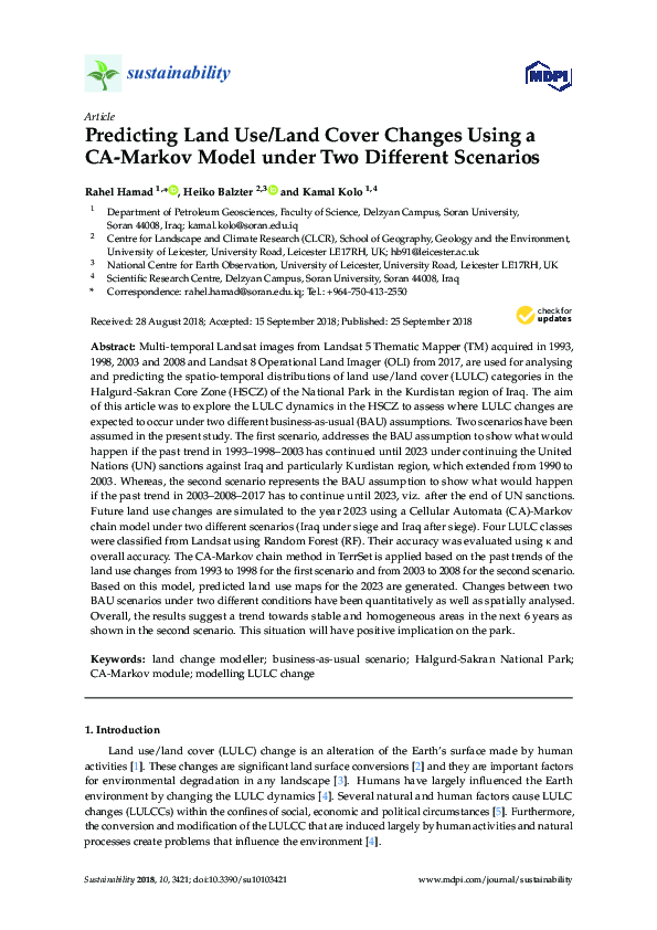 (PDF) Predicting Land Use/Land Cover Changes Using a CA-Markov Model ...