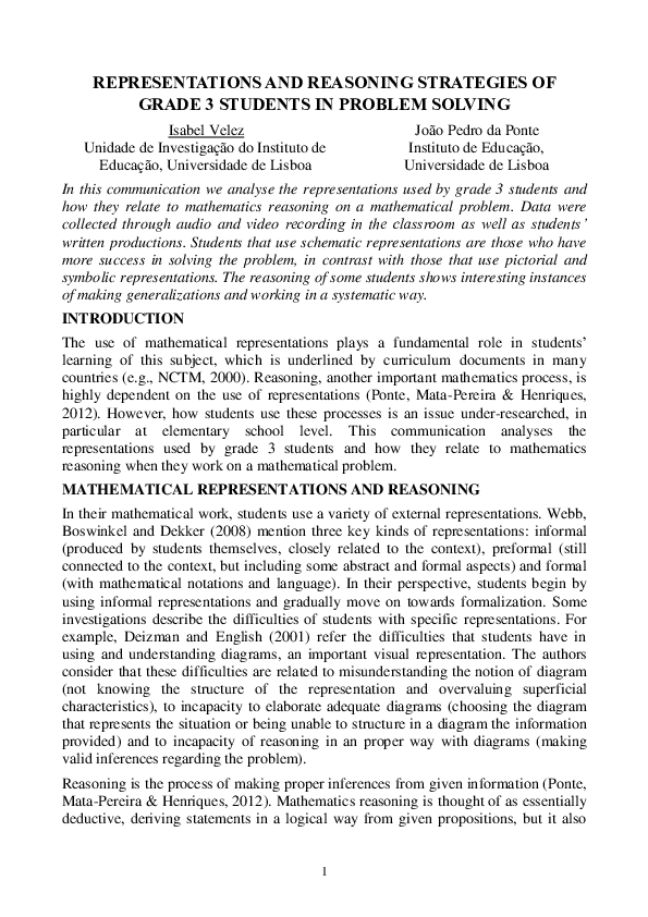 (PDF) Representations and Reasoning Strategies of Grade 3 Students in ...