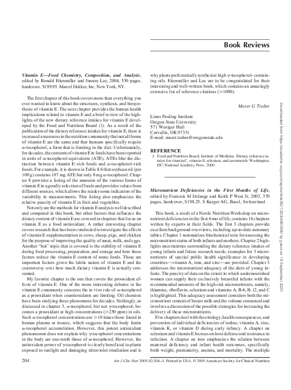 (PDF) Vitamin E—Food Chemistry, Composition, and Analysis