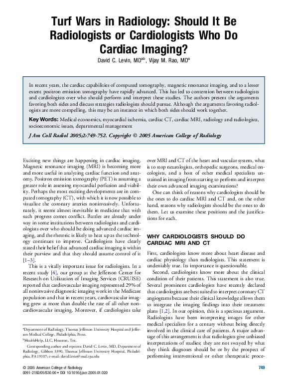 (PDF) Turf Wars in Radiology: Should It Be Radiologists or ...
