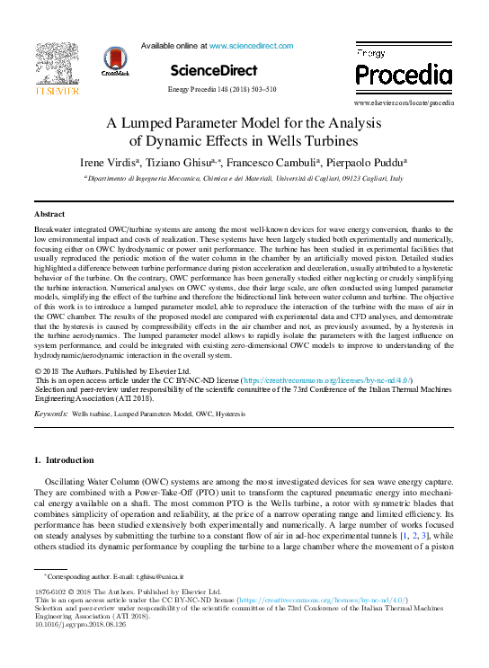 (PDF) A Lumped Parameter Model for the Analysis of Dynamic Effects in ...