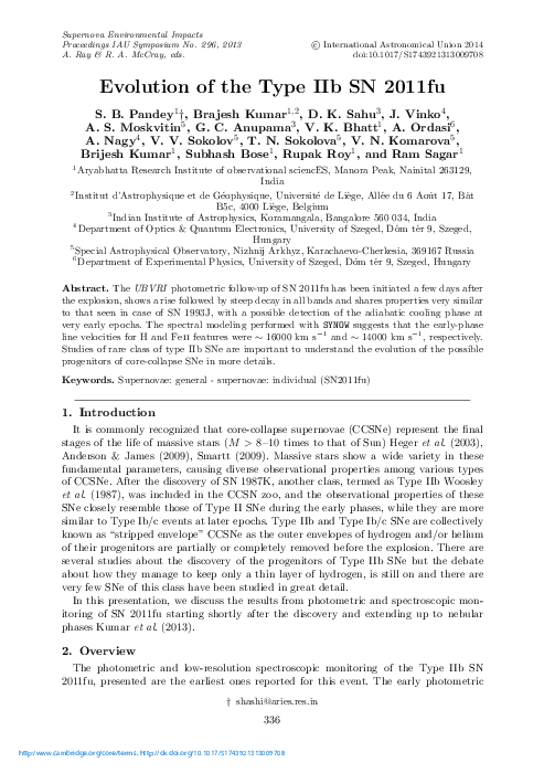 (PDF) Evolution of the Type IIb SN 2011fu