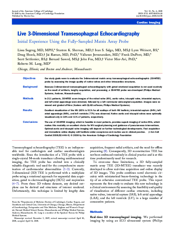 (PDF) Using the Fully-Sampled Matrix Array Probe Live 3Dimensional ...