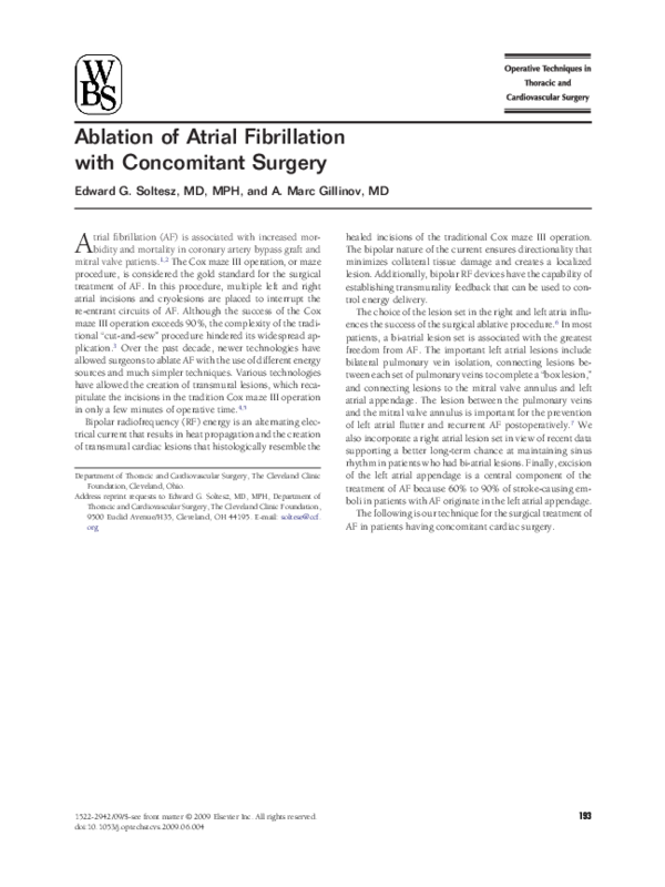 (PDF) Ablation of Atrial Fibrillation with Concomitant Surgery | Adam ...