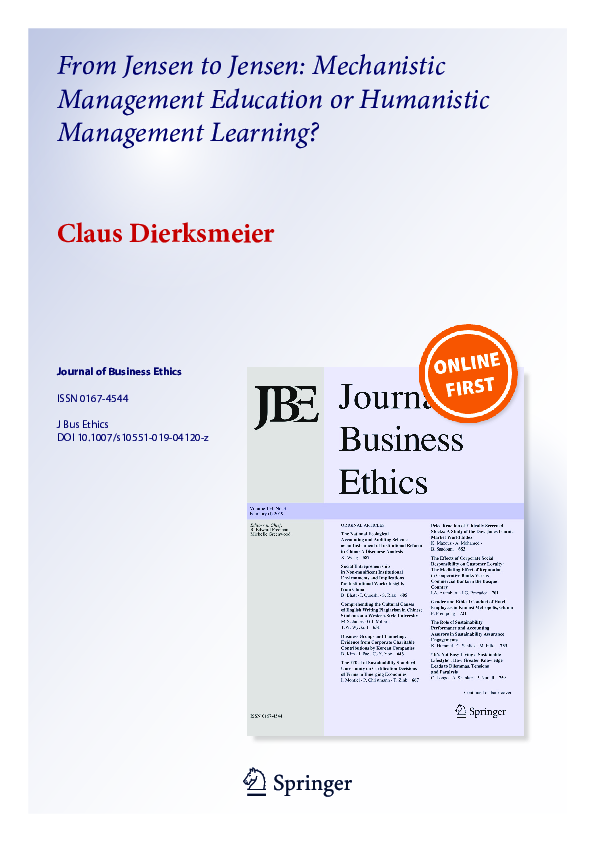 (PDF) From Jensen to Jensen: Mechanistic Management Education or ...