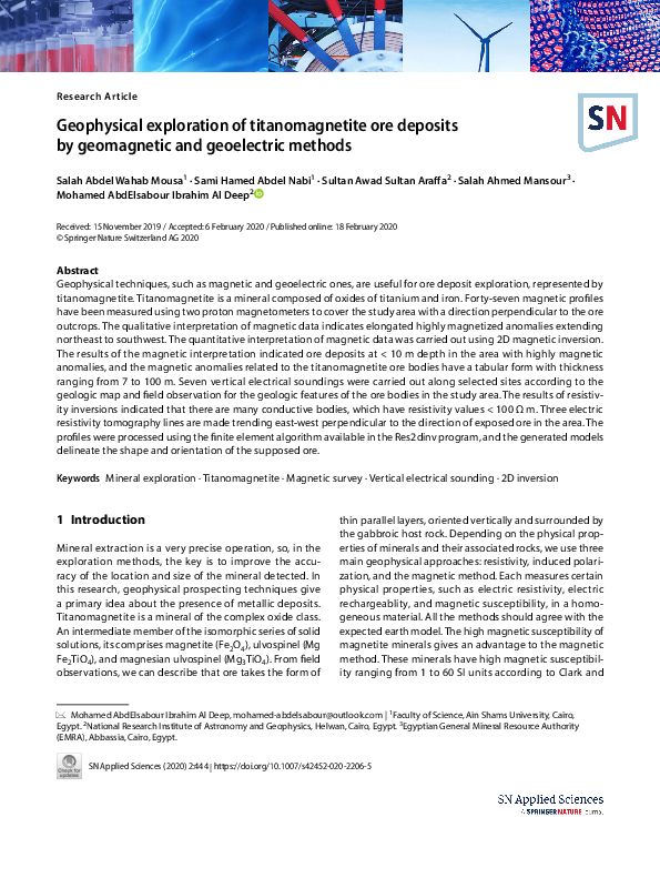 (PDF) Geophysical exploration of titanomagnetite ore deposits by ...
