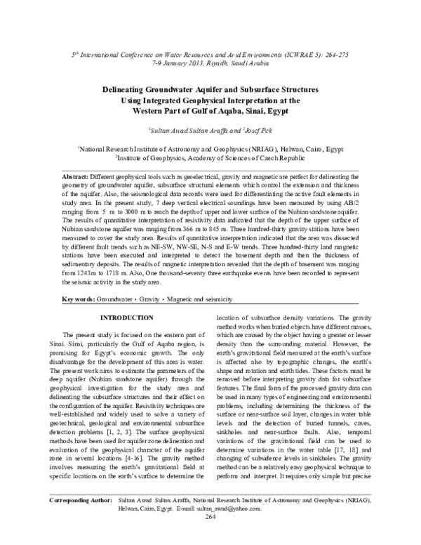 Pdf Delineating Groundwater Aquifer And Subsurface Structures Using Integrated Geophysical