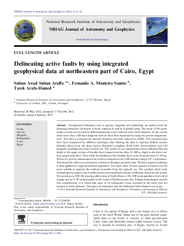 Pdf Delineating Active Faults By Using Integrated Geophysical Data At Northeastern Part Of