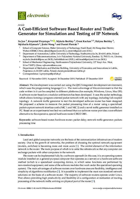 (PDF) A Cost-Efficient Software Based Router and Traffic Generator for ...