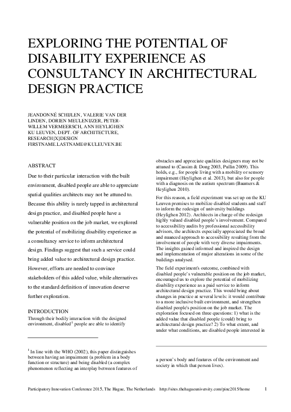 (PDF) Exploring the potential of disability experience as consultancy ...