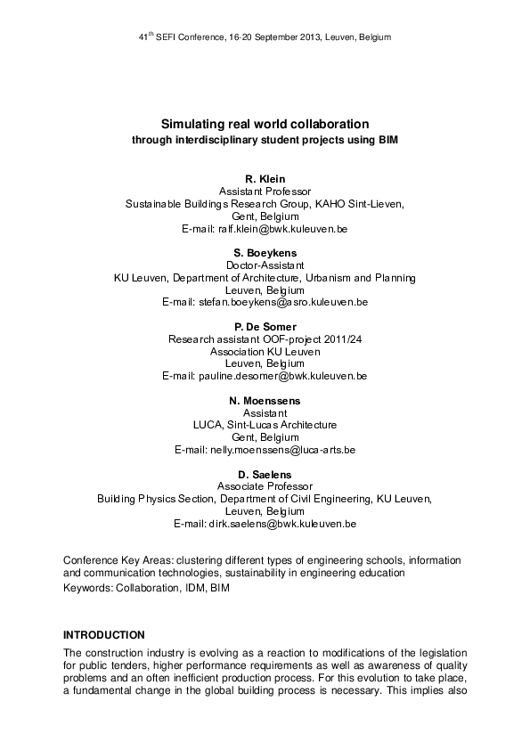 (PDF) Simulating real world collaboration through interdisciplinary ...