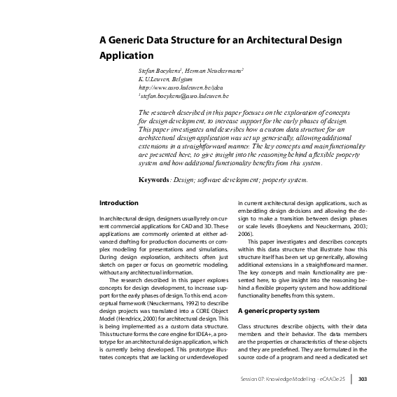 (PDF) A Generic Data Structure for an Architectural Design Application