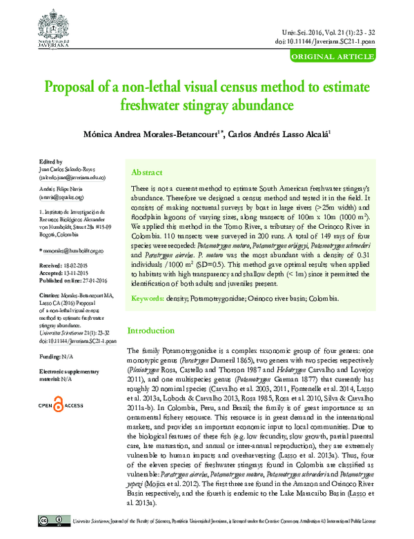 (PDF) Proposal of a non-lethal visual census method to estimate ...