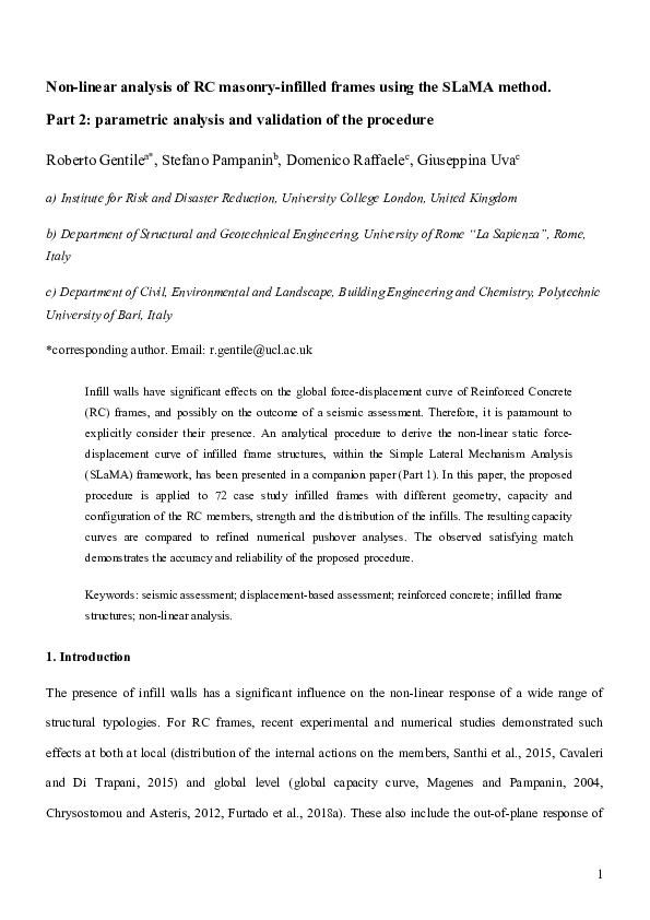(PDF) Non-linear analysis of RC masonry-infilled frames using the SLaMA method: part 2 ...