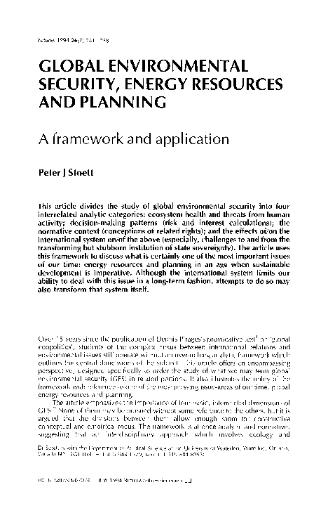 (PDF) Global Environmental Security, Energy Resources and Planning:: A ...