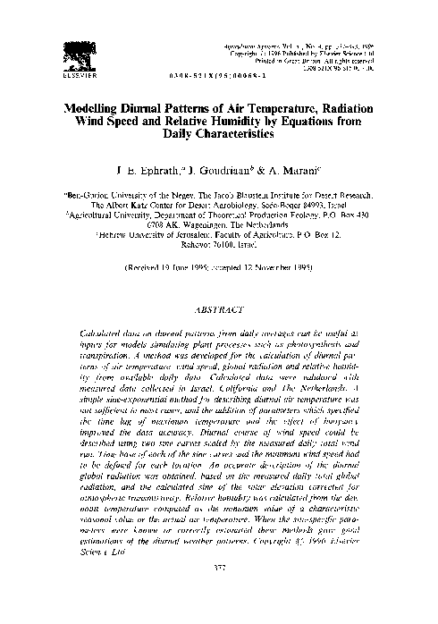 (PDF) Modelling diurnal patterns of air temperature, radiation wind ...