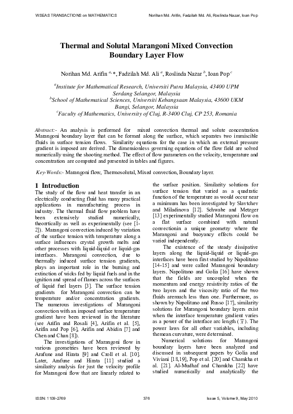 (PDF) Thermal and solutal Marangoni mixed convection boundary