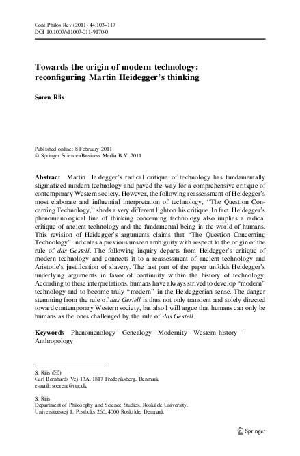 (PDF) Towards the origin of modern technology: reconfiguring Martin ...