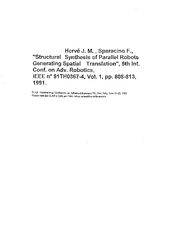 Pdf Structural Synthesis Of Parallel Robots Generating Spatial
