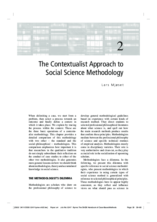 (PDF) 2. The Contextualist Approach to Social Science Methodology