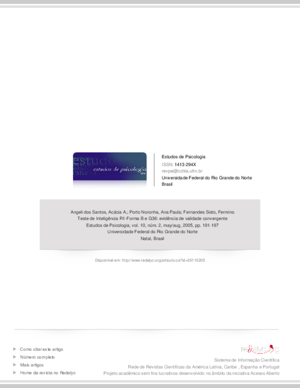 (PDF) TESTE DE INTELIGÊNCIA R1-FORMA BE G36: EVIDÊNCIA DE VALIDADE ...