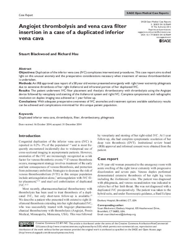 (PDF) Angiojet thrombolysis and vena cava filter insertion in a case of ...
