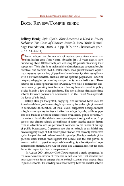 (PDF) Jeffrey Henig, Spin Cycle: How Research is Used in Policy Debates ...