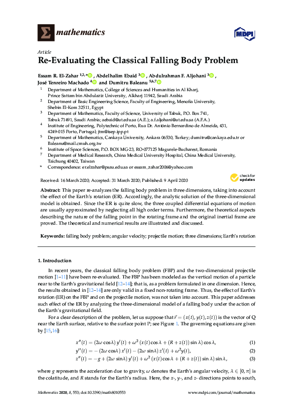 (PDF) Re-Evaluating the Classical Falling Body Problem