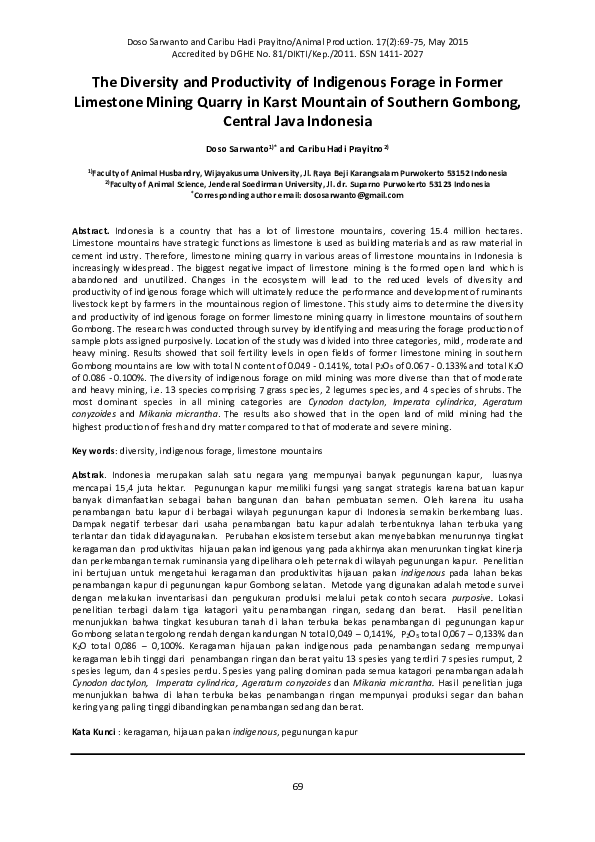 (PDF) The Diversity and Productivity of Indigenous Forage in Former ...