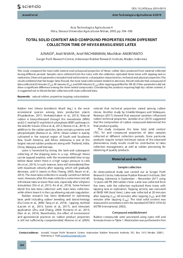 (PDF) Total Solid Content and Compound Properties from Different ...